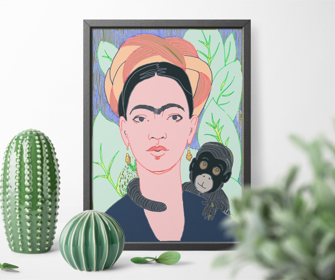 FRIDA KAHLO Portrait Frieda Kahlo Print, Poster, Quote, Wall Art ...