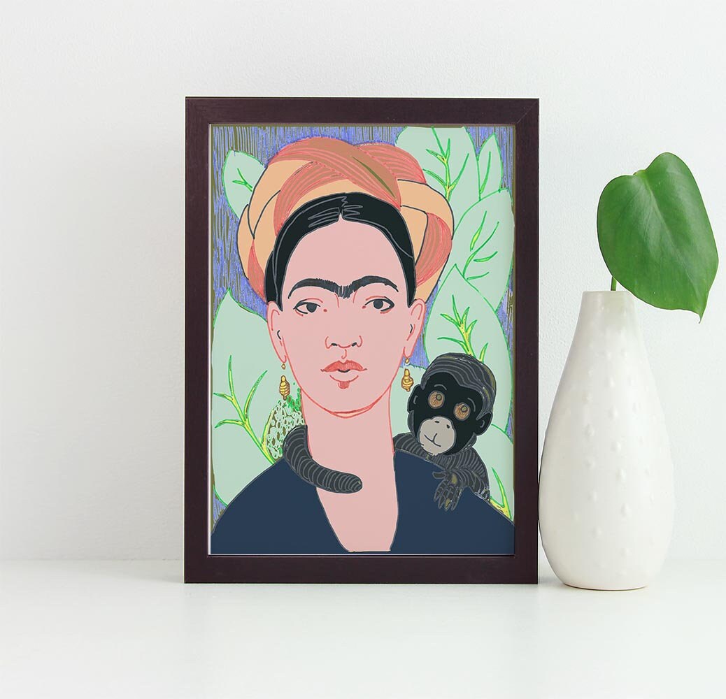 FRIDA KAHLO portrait Frieda Kahlo print poster quote wall | Etsy
