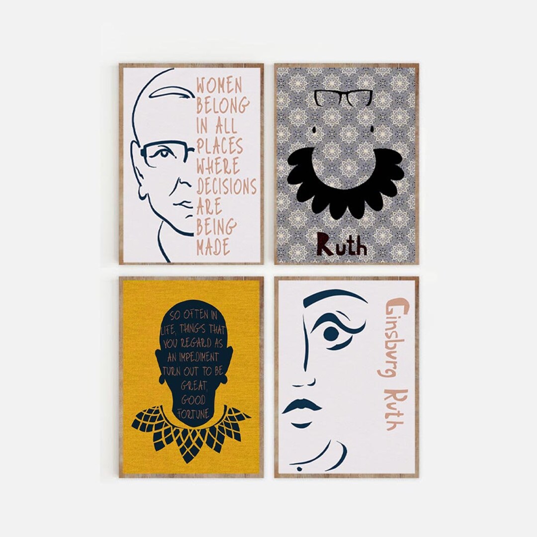 RBG POSTER Print SET of 4 Ruth Bader Ginsburg Dissent Collar - Etsy