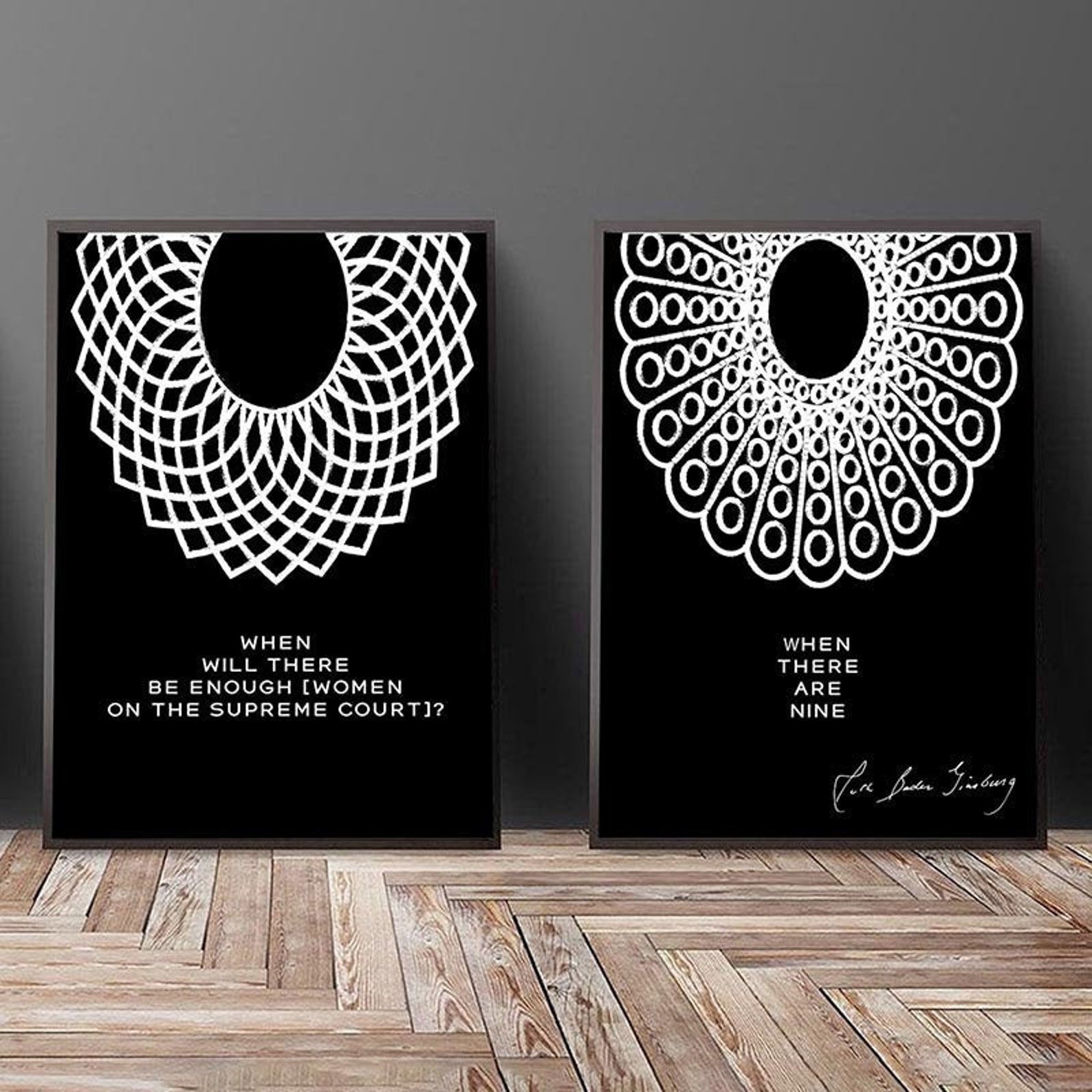 RBG POSTER Print SET of 2 Ruth Bader Ginsburg Dissent Collar Notorious ...