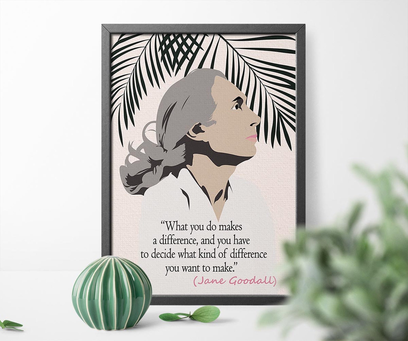 Jane Goodall Quote Poster Art Print Makes a Difference | Etsy