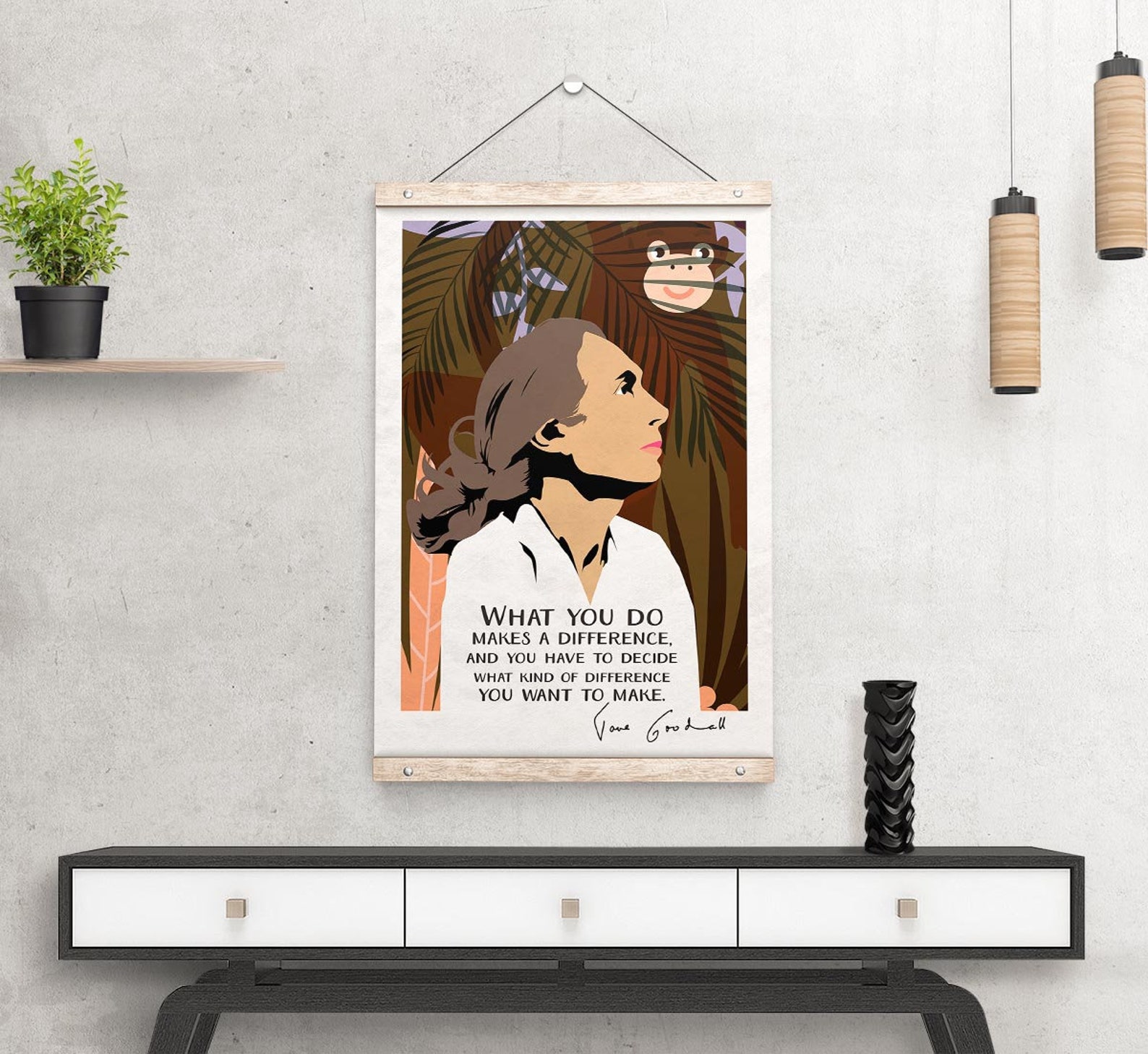 Jane Goodall Quote Poster Art Print Makes A Difference - Etsy