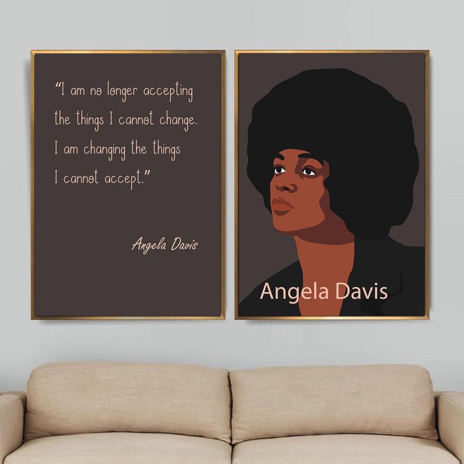 Angela Davis Poster Print Quote Set of 2 Feminism Print Black Lives ...