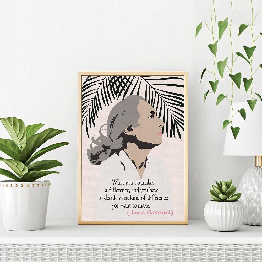 Jane Goodall Quote Poster Art Print Makes a Difference | Etsy
