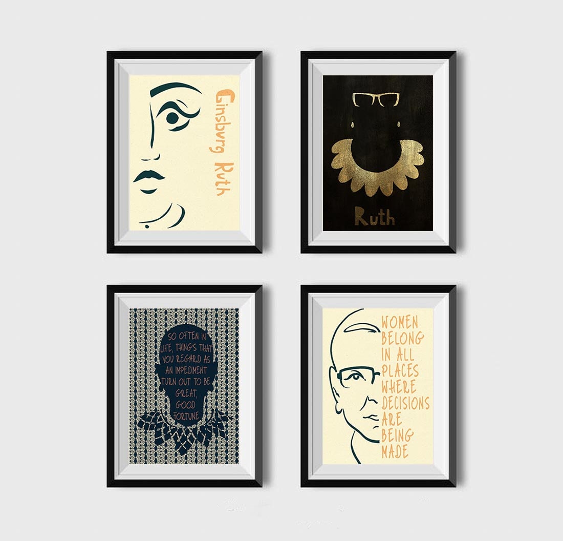 RBG POSTER Print SET of 4 Ruth Bader Ginsburg Dissent Collar - Etsy ...