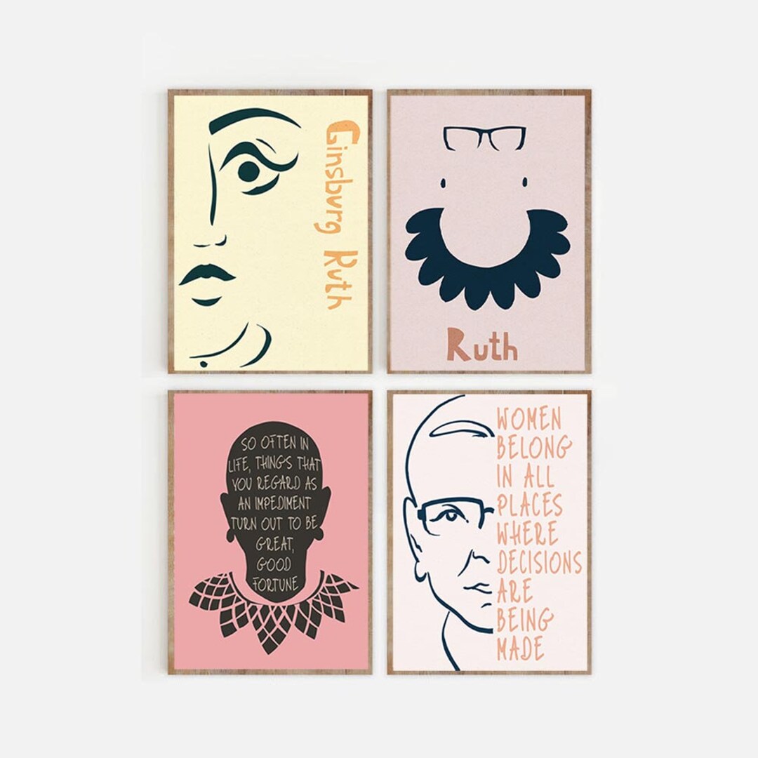 RBG Print Dissent Collar POSTER SET of 4 Ruth Bader Ginsburg - Etsy