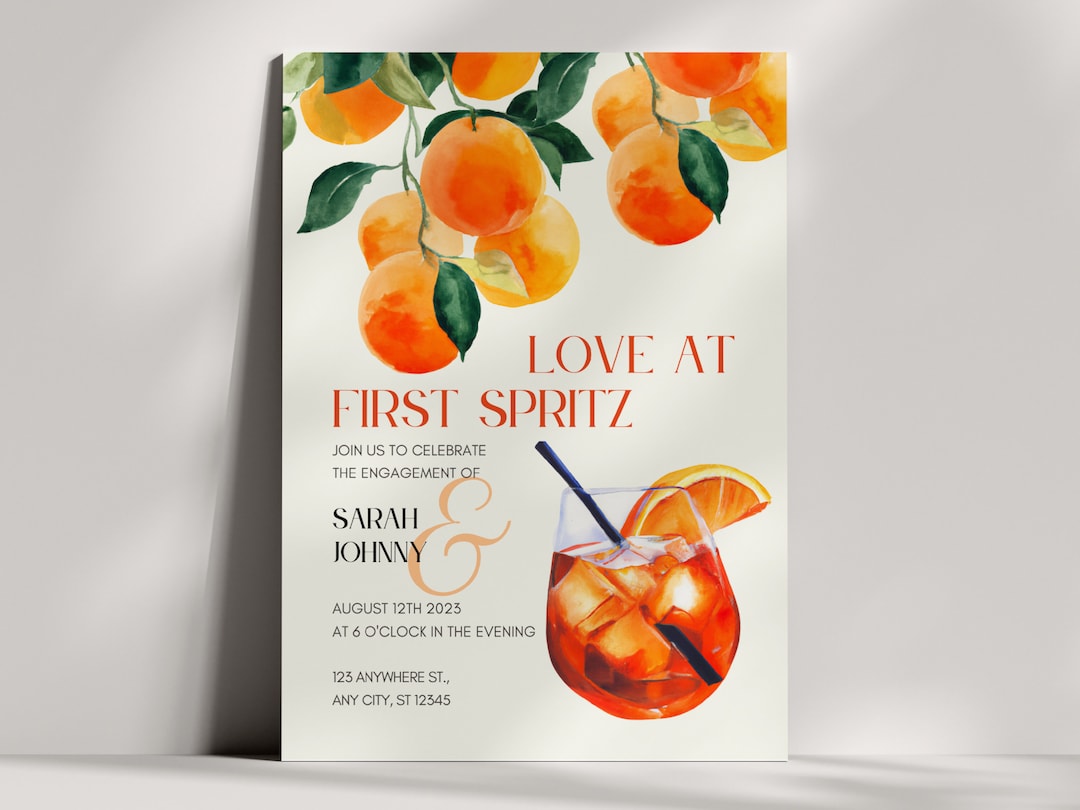 Love at First Spritz Invitation | Aperol Spritz Engagement Party ...