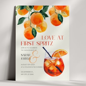 Love at First Spritz Invitation Aperol Spritz Engagement Party & Bridal ...