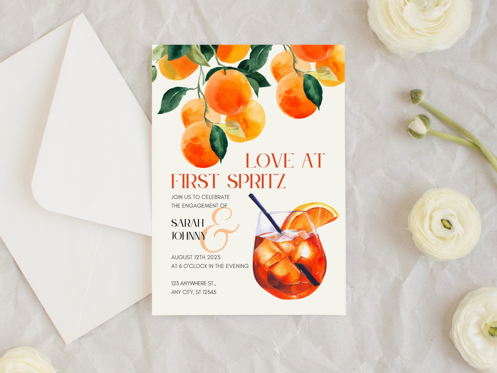 Love at First Spritz Invitation Aperol Spritz Engagement Party & Bridal ...