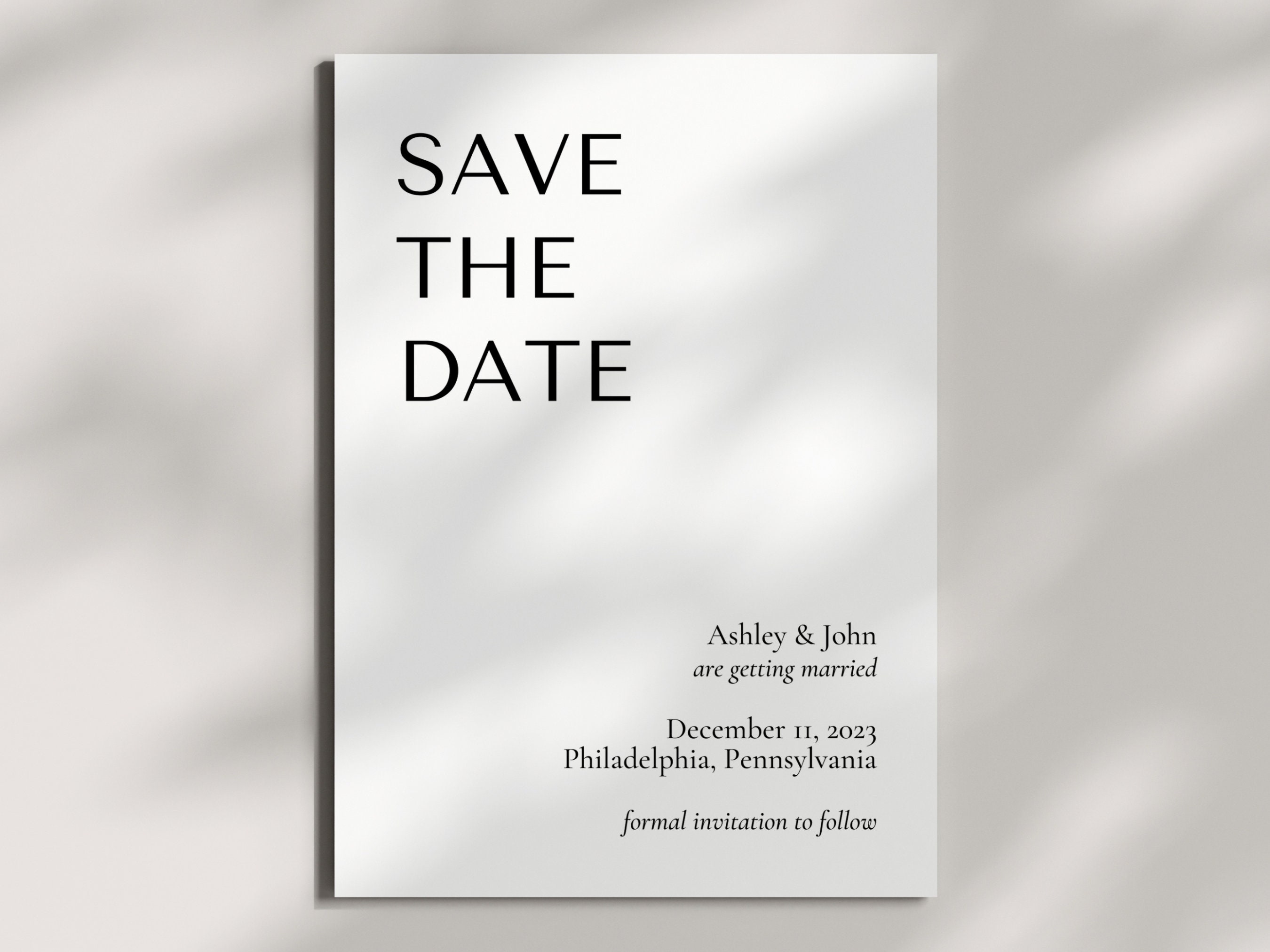Minimalist Photo Save the Date Template: Black and White (digital ...
