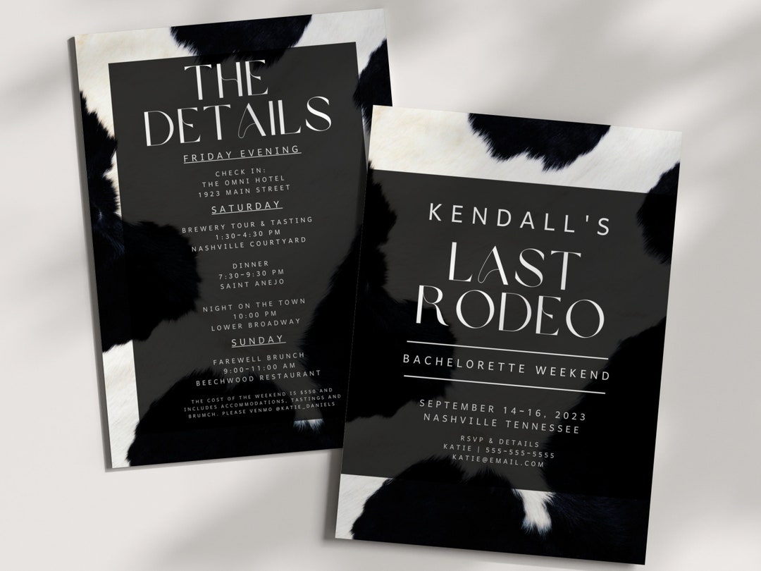 Last Rodeo Bachelorette Invitation Template | Cowgirl Bachelorette ...