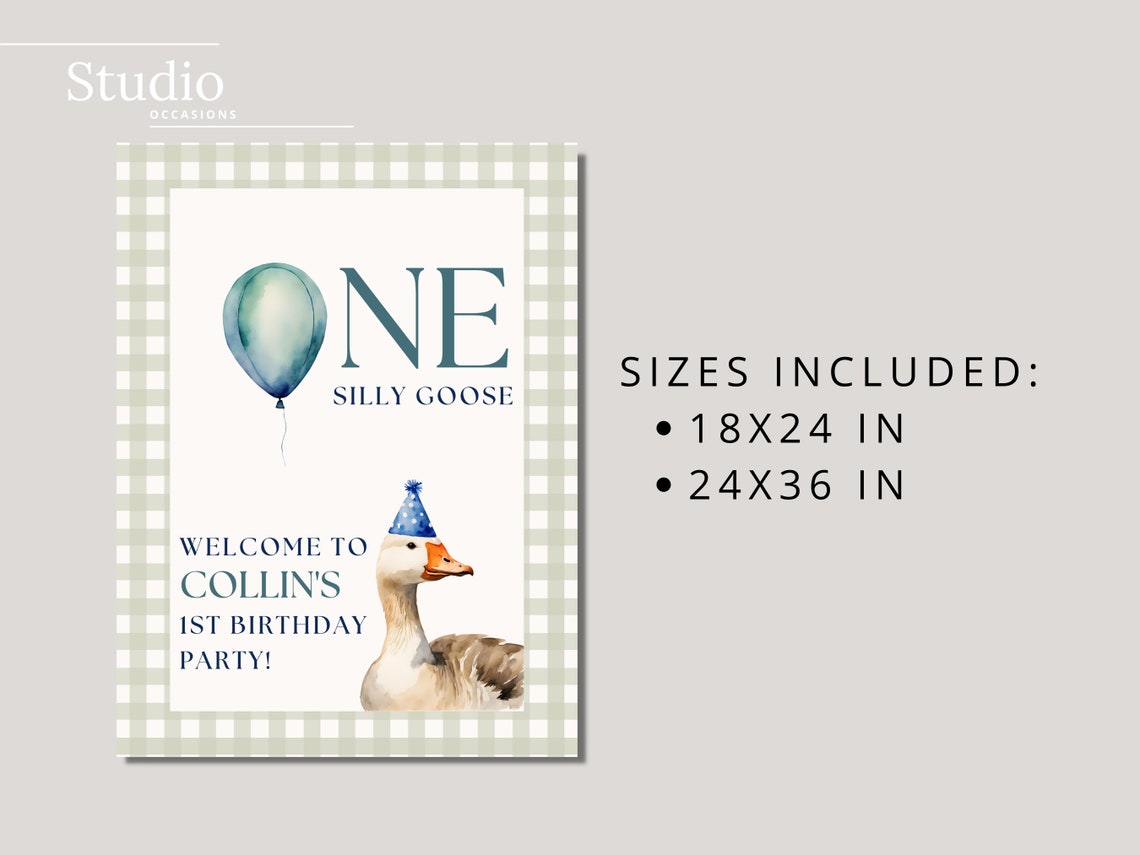 One Silly Goose Birthday Welcome Sign: Duckling Party Decor (digital ...