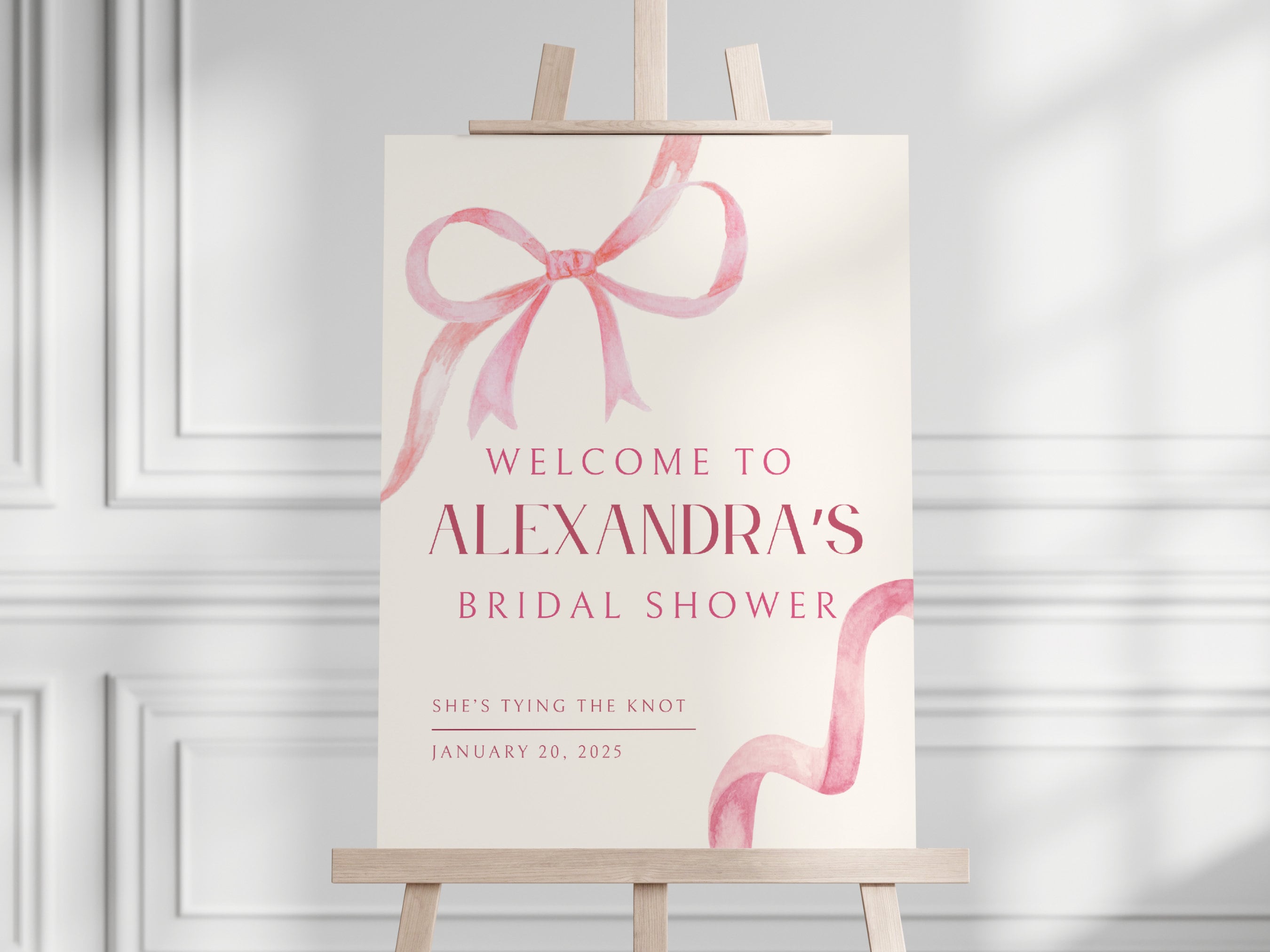 She's Tying the Knot Bridal Shower Welcome Sign Template Coquette ...