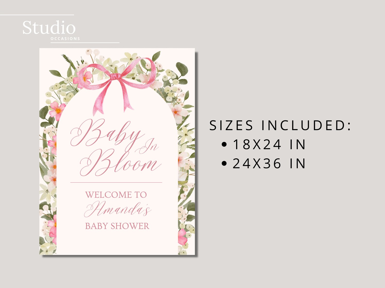Pink Baby in Bloom Baby Shower Welcome Sign | Pink Floral Baby Girl ...