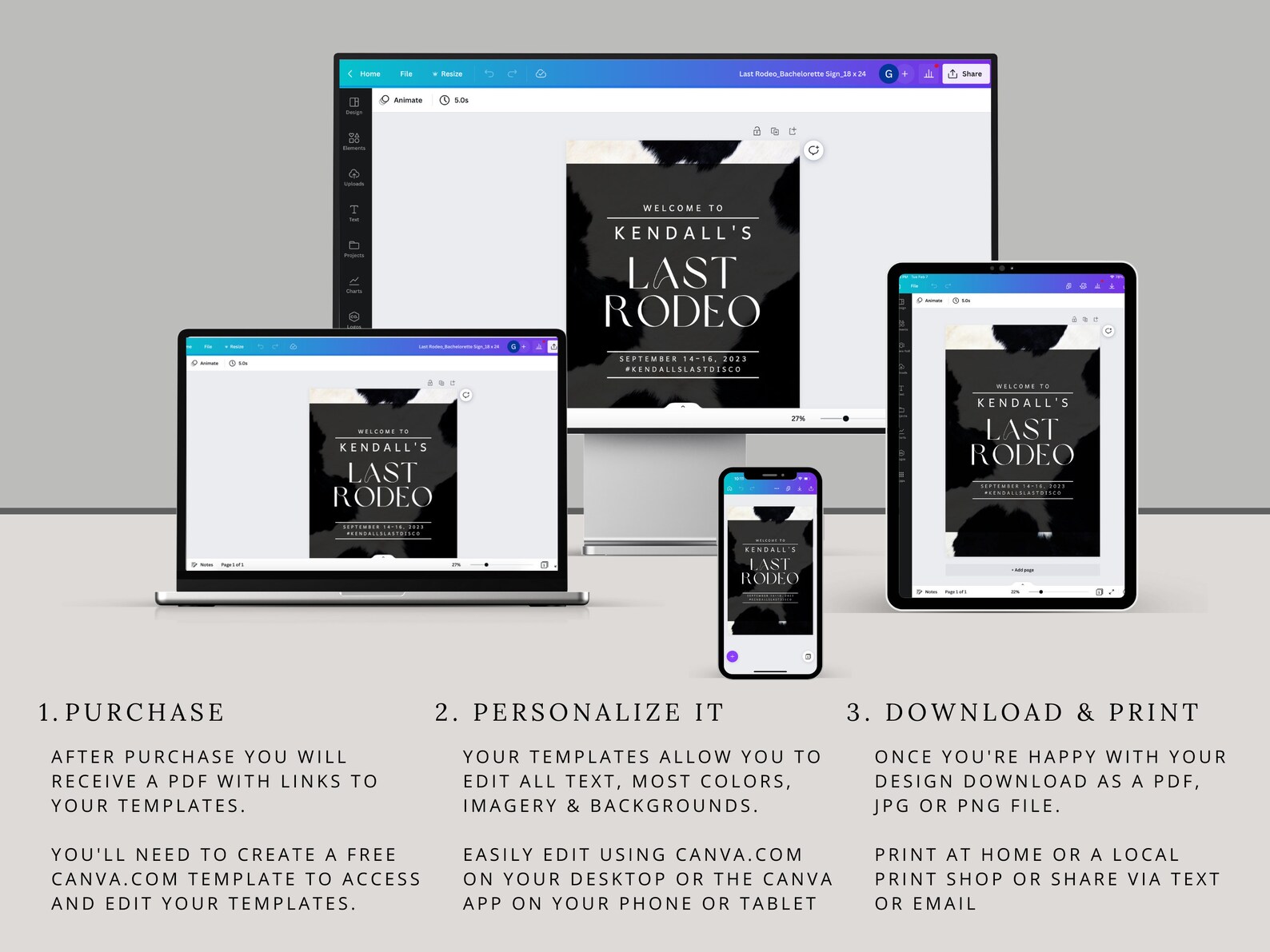 Last Rodeo Bachelorette Party Welcome Sign Nash Bash Cowgirl ...