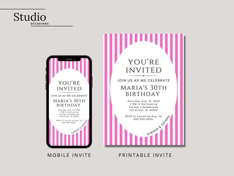 Summer Stripes Birthday Party Invitation Template | Classic Stripe ...