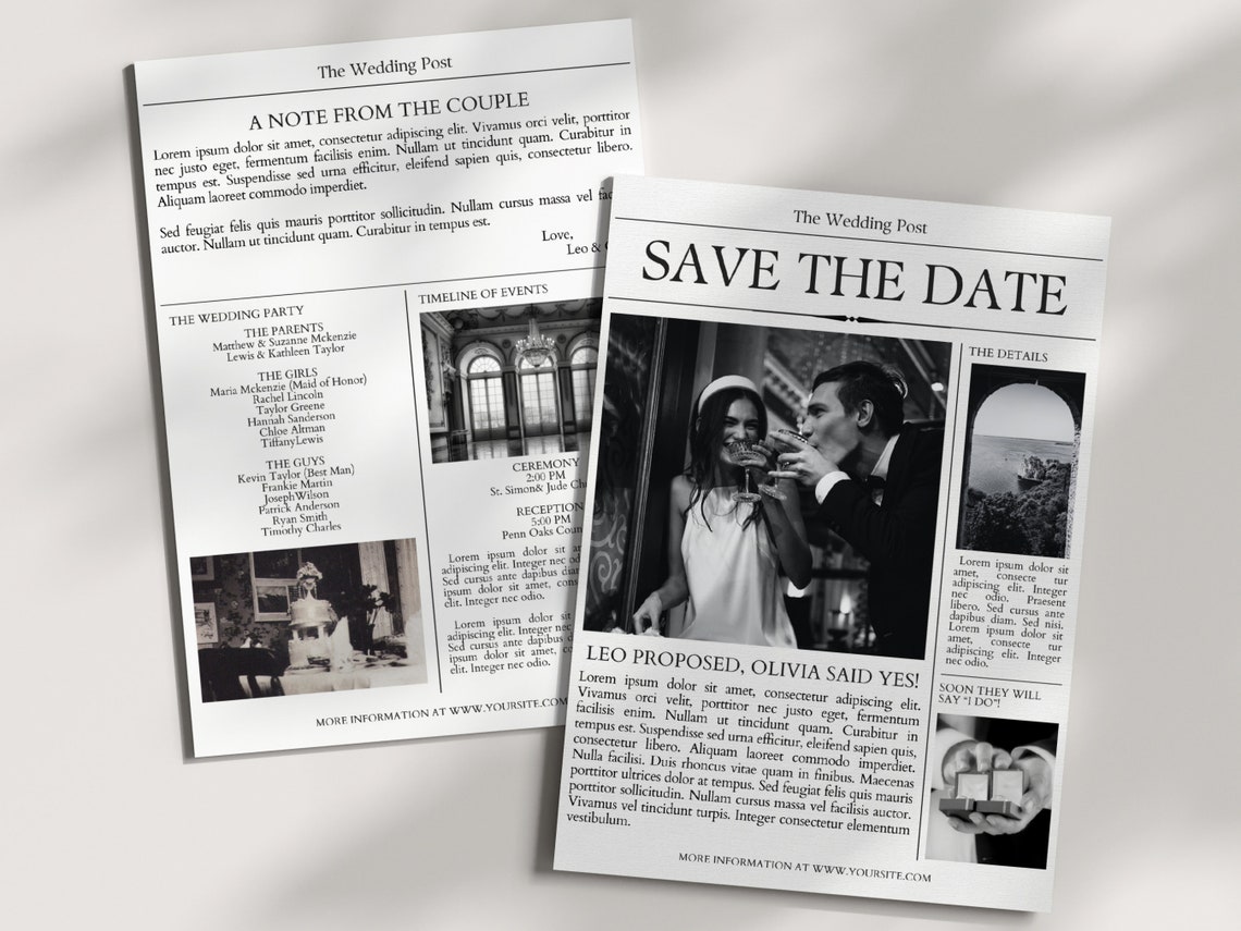 The Wedding Post Newspaper Save the Date Wedding News Paper Invite ...