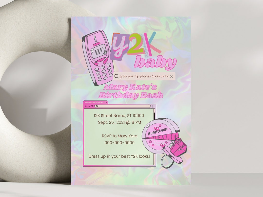 Y2K Birthday Party Invitation Template | 2000s Birthday & Sweet 16 ...