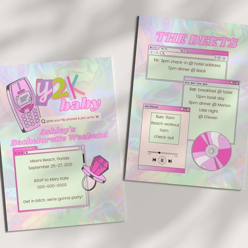 Y2K Party Invitation Template Free