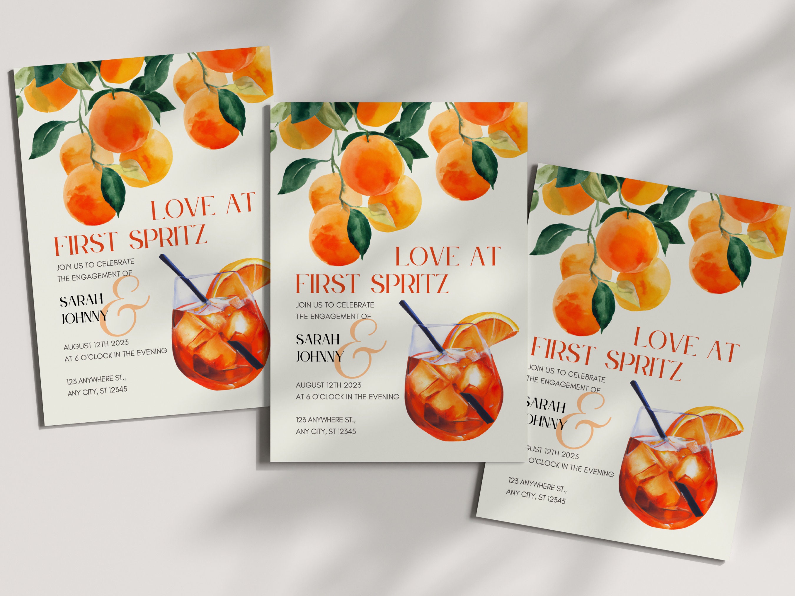 Love at First Spritz Invitation Aperol Spritz Engagement Party & Bridal ...
