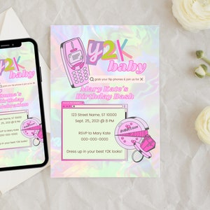 Y2K Birthday Party Invitation Template | 2000s Birthday & Sweet 16 ...