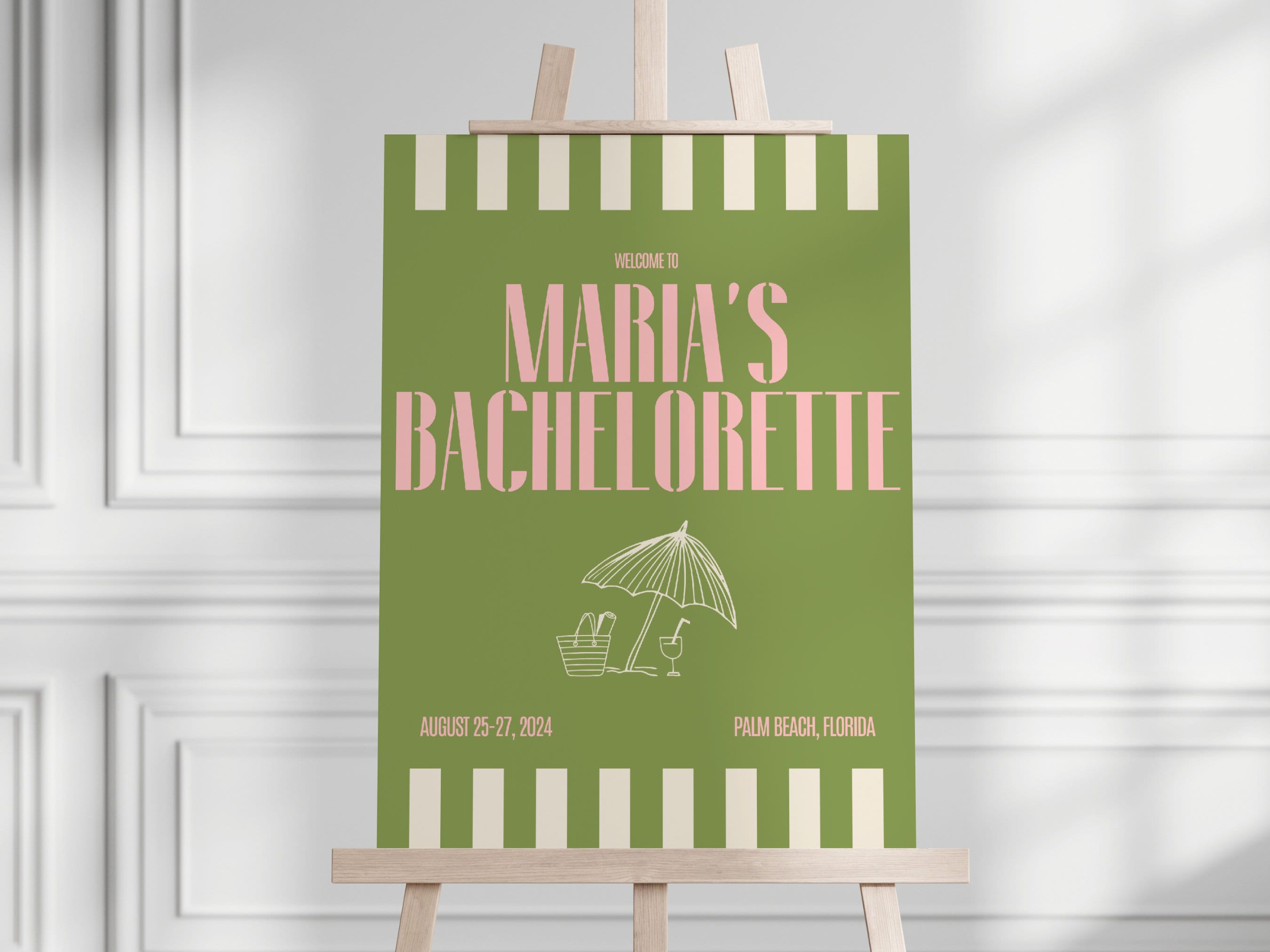 Palm Beach Bachelorette Welcome Sign Template | Palm Royale Summer ...