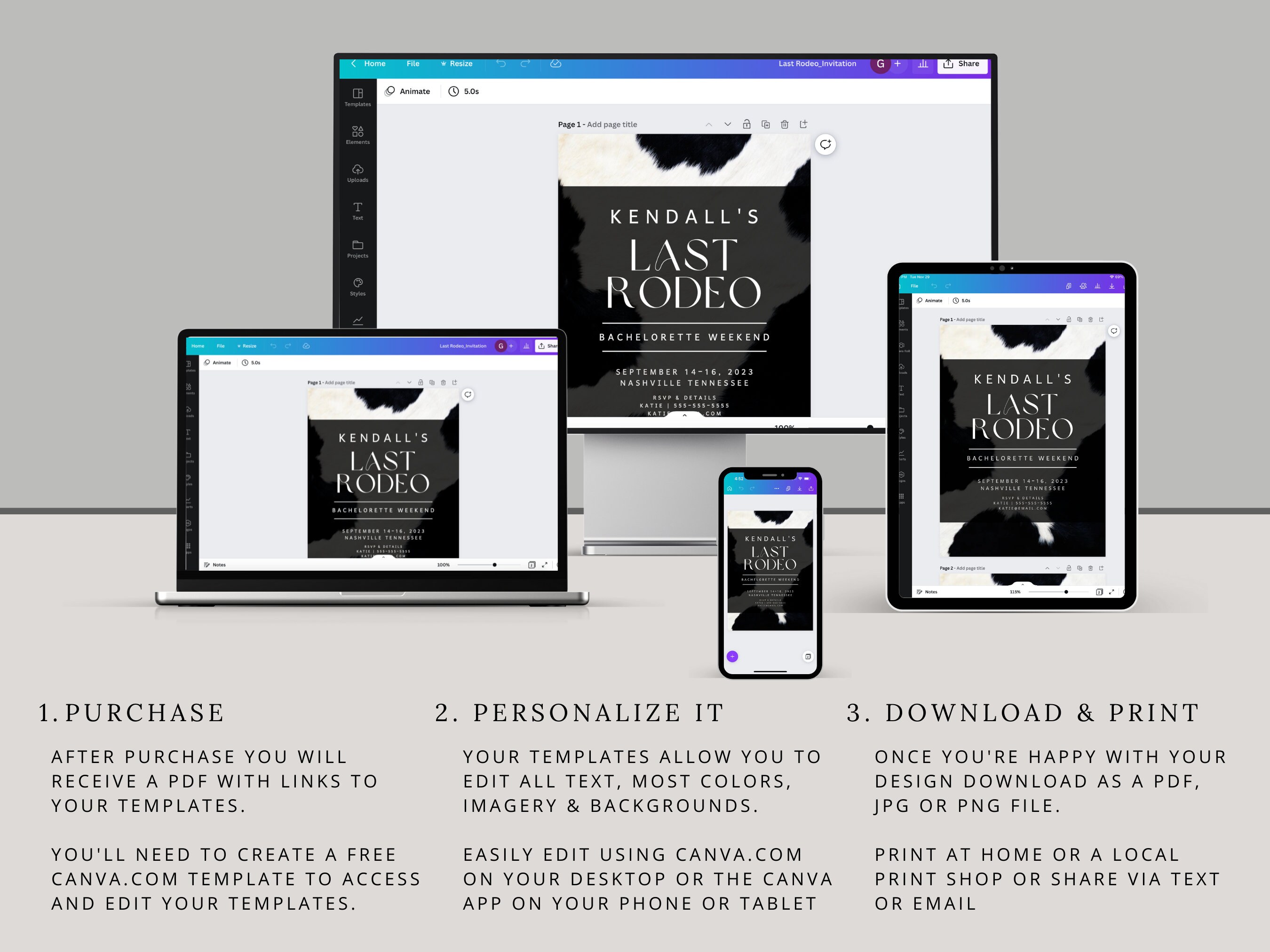 Last Rodeo Bachelorette Invitation Template | Cowgirl Bachelorette ...