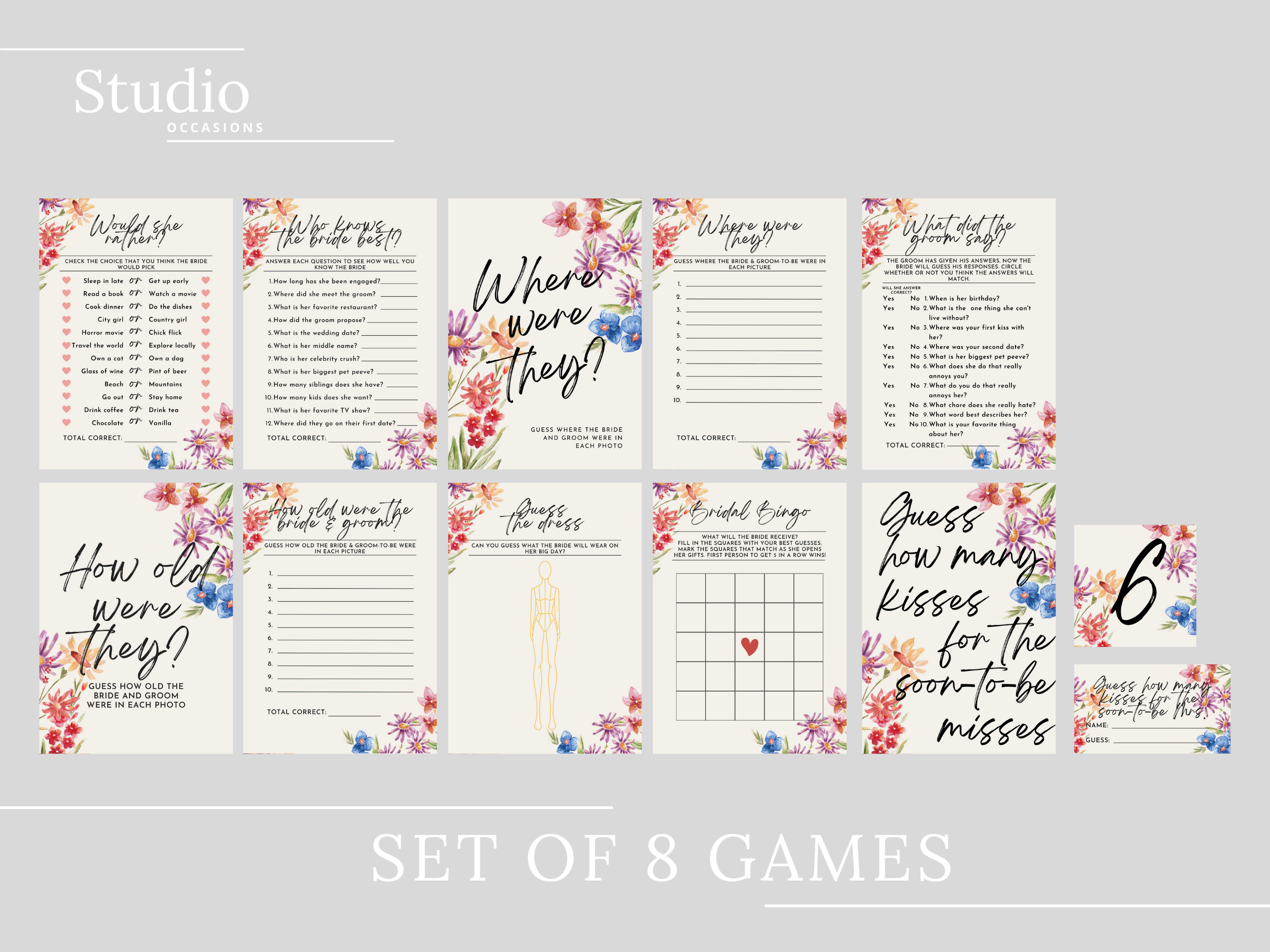 Wildflowers Bridal Shower Game Templates | Spring Wedding Shower Games ...