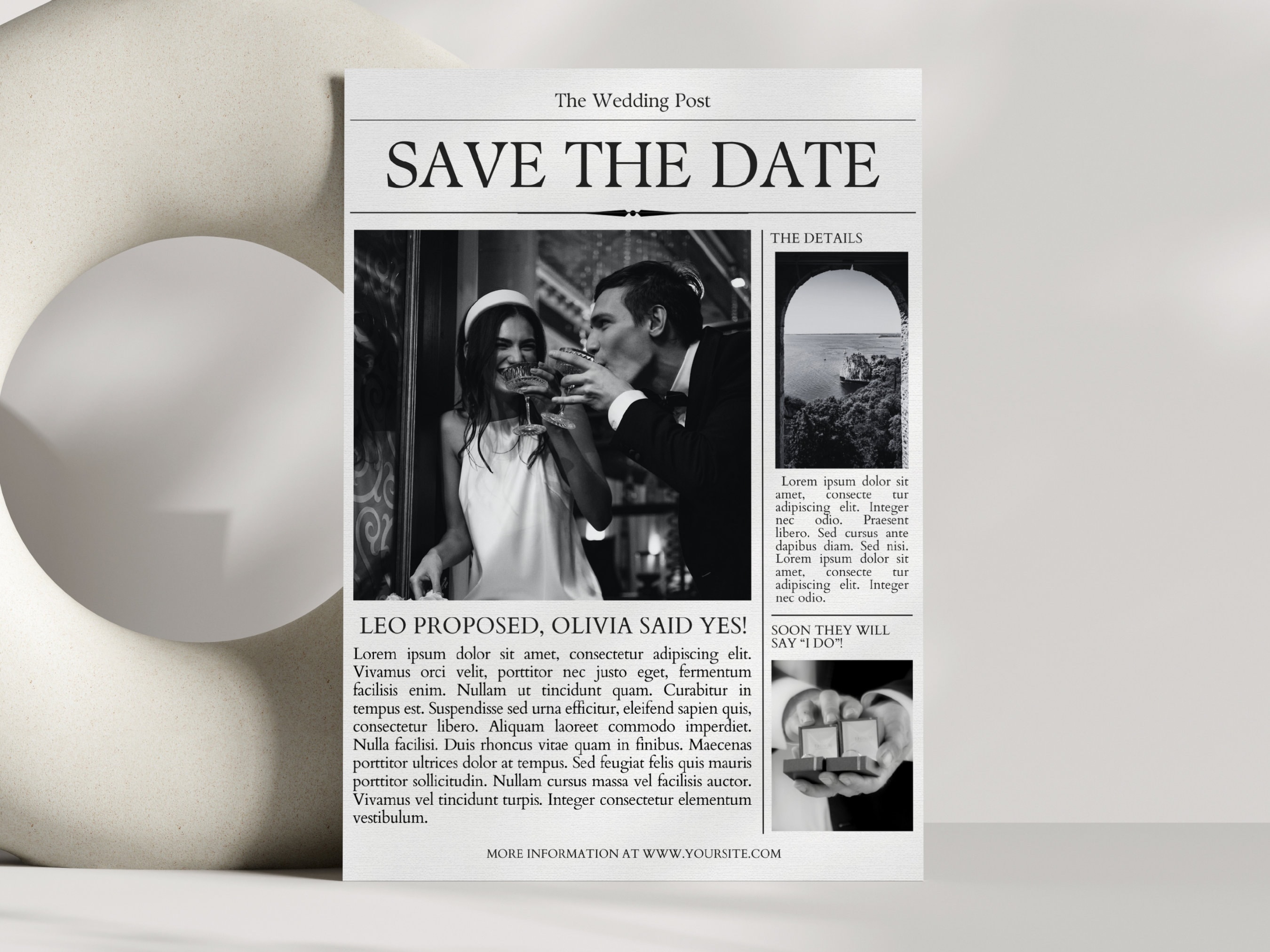 The Wedding Post Newspaper Save the Date | Wedding News Paper Invite ...