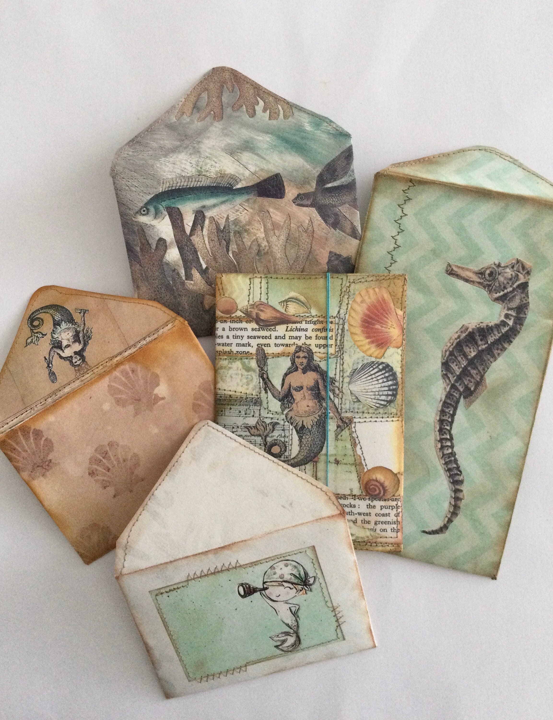 Hand Made Mermaid Themed Envelopes Under the Sea Journal - Etsy UK