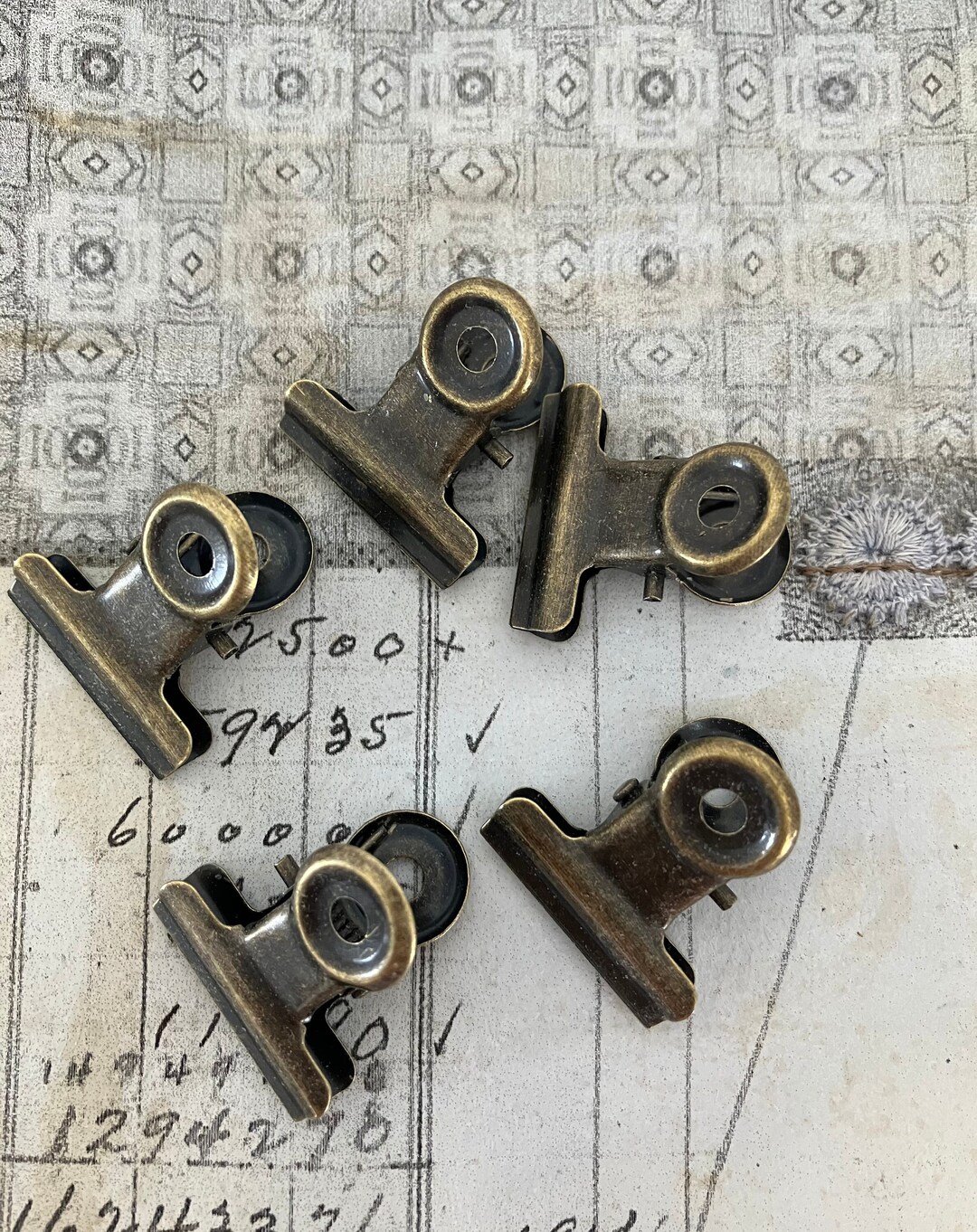 Small Bronzed Binder Clips, Metal Bulldog Clip, Vintage Paper Clips ...