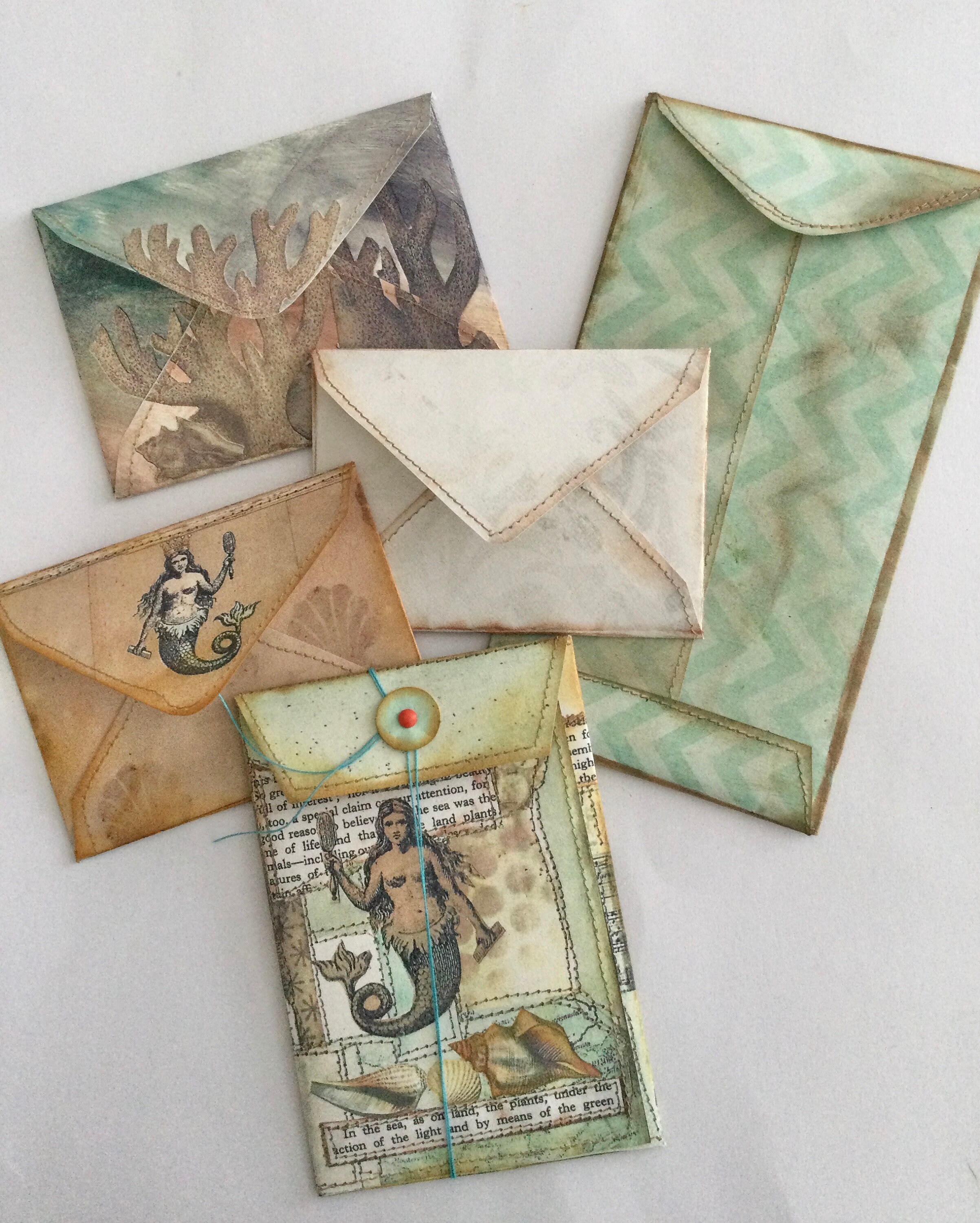 Hand Made Mermaid Themed Envelopes Under the Sea Journal - Etsy UK