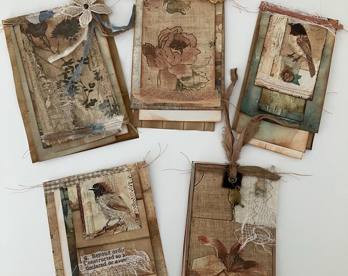 Handmade Paper Clusters, Snippet Booklets, Scrappy Bird Themed Journal ...