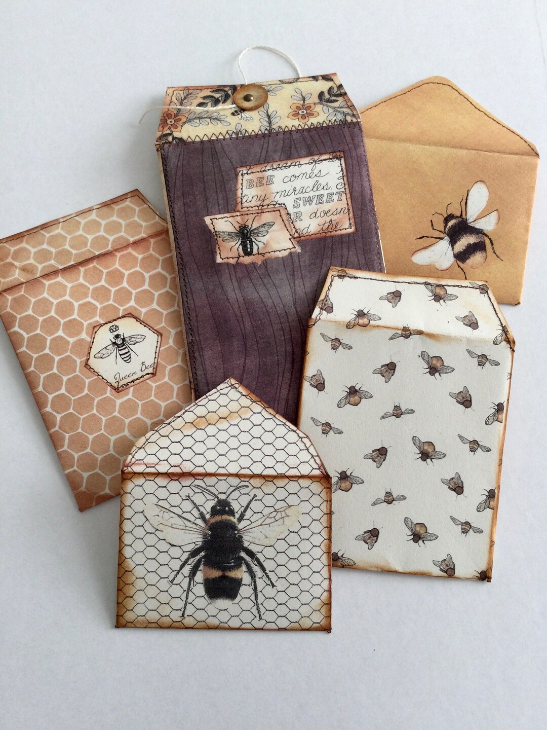 Handmade Bee Envelope Set: Junk Journal Ephemera. - Etsy