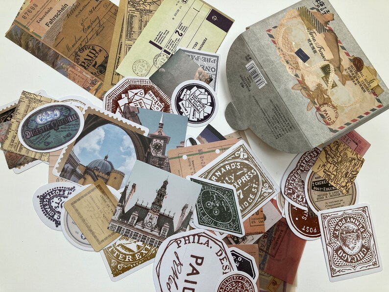 Travel Themed Ephemera Pack, Sticker Set, Stationery, Scrapbook ...