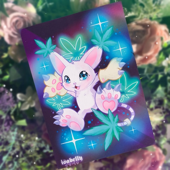 Digimon Gatomon Green Leaf Art Print A4/A5 Option Available - Etsy