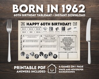 60th Birthday Printable Games - Etsy