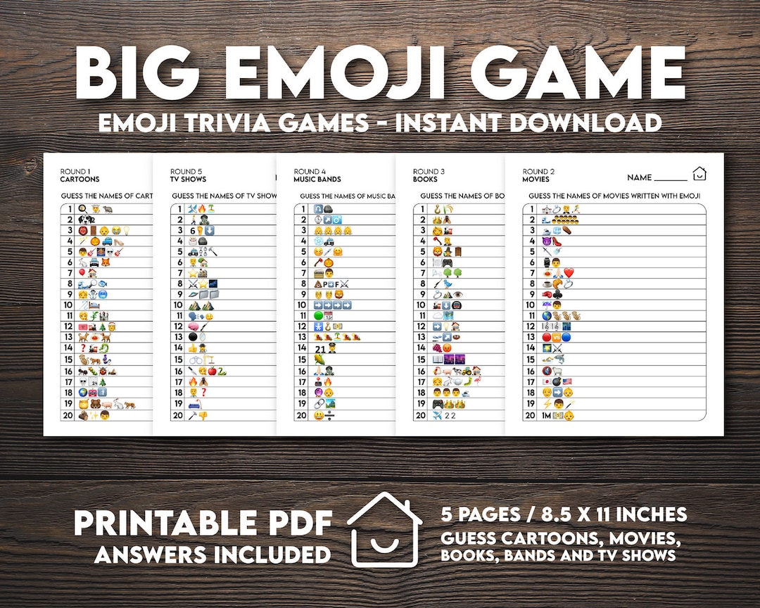Virtual Emoji Trivia Game, Printable Emoji Pictionary Games, Instant ...