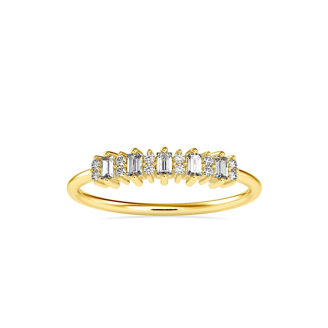 Baguette Diamond Stacking Ring, Promise Ring, Minimal 14k Solid Gold ...
