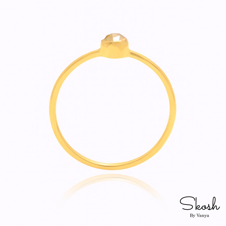 Rose Cut Yellow Diamond Engagement Ring 14k Solid Gold - Etsy