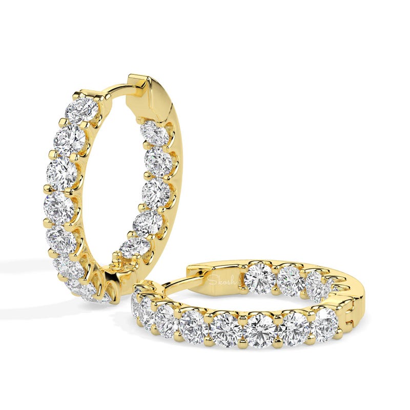 Diamond Hoop Earrings - Etsy