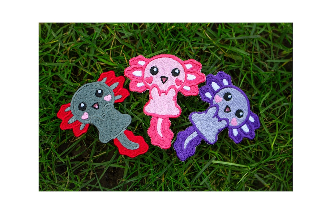 Kawaii Axolotl Patches! - Multiple Colour Available, With or Without Iron on Backing - Etsy