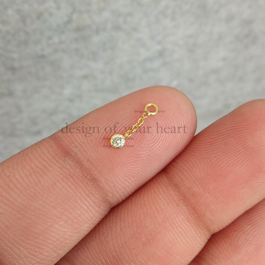 2mm Bezel Natural Diamond Earring Jacket Connector 14k Yellow - Etsy