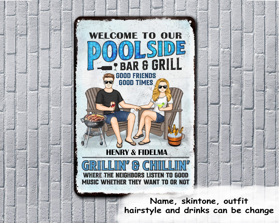Welcome to Our Poolside Bar & Grill Couple Personalized - Etsy