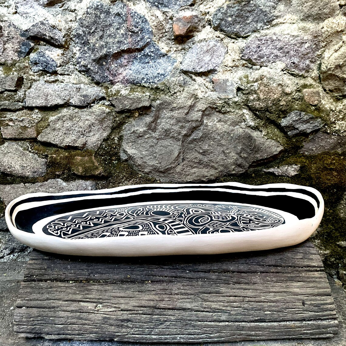 Uniquely Designed Huge Handmade Sgraffito Ceramic Platter Sgraffito ...