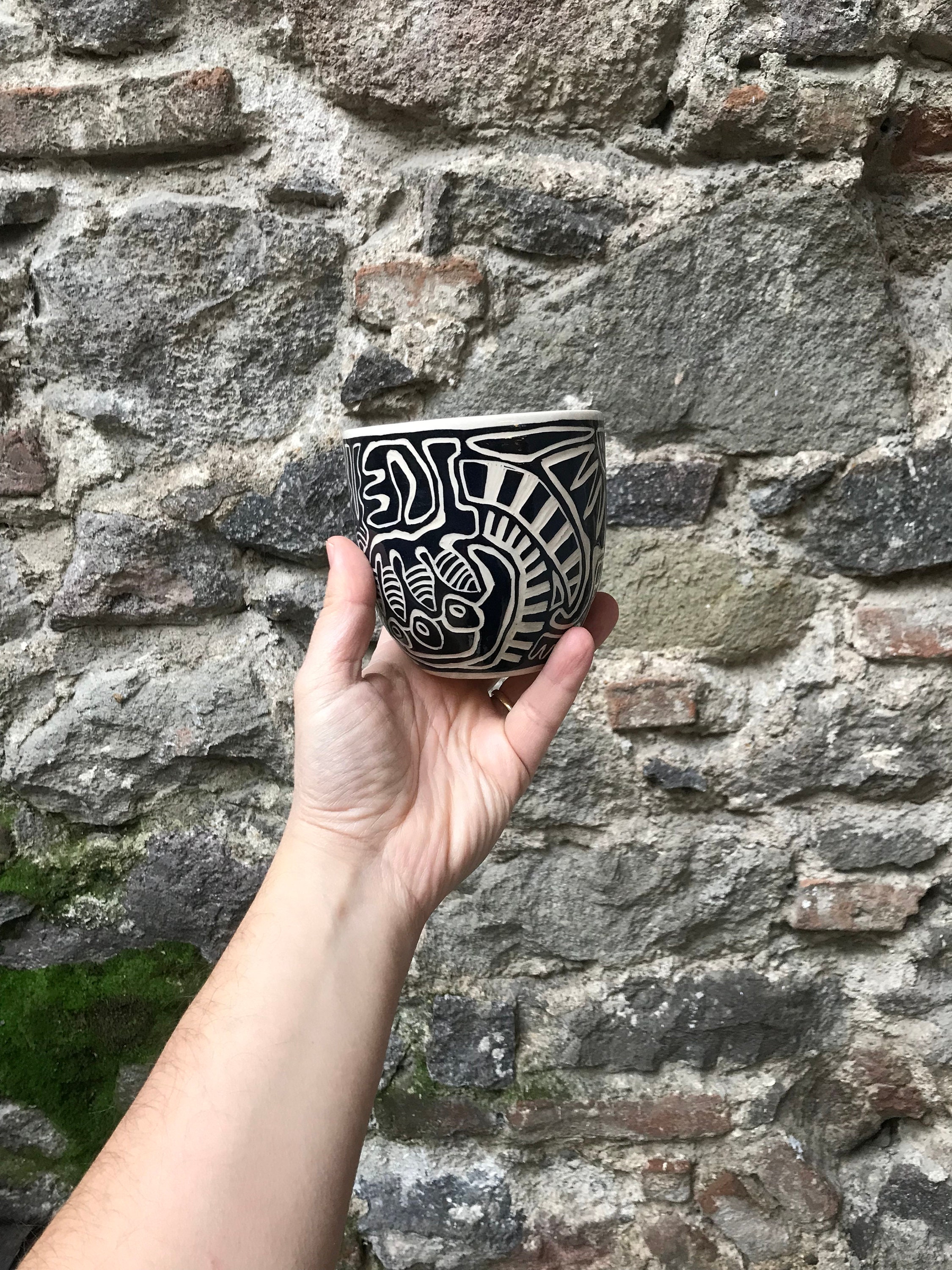 Uniquely Designed Handmade Sgraffito Ceramic Mug Set Gift Holiday ...