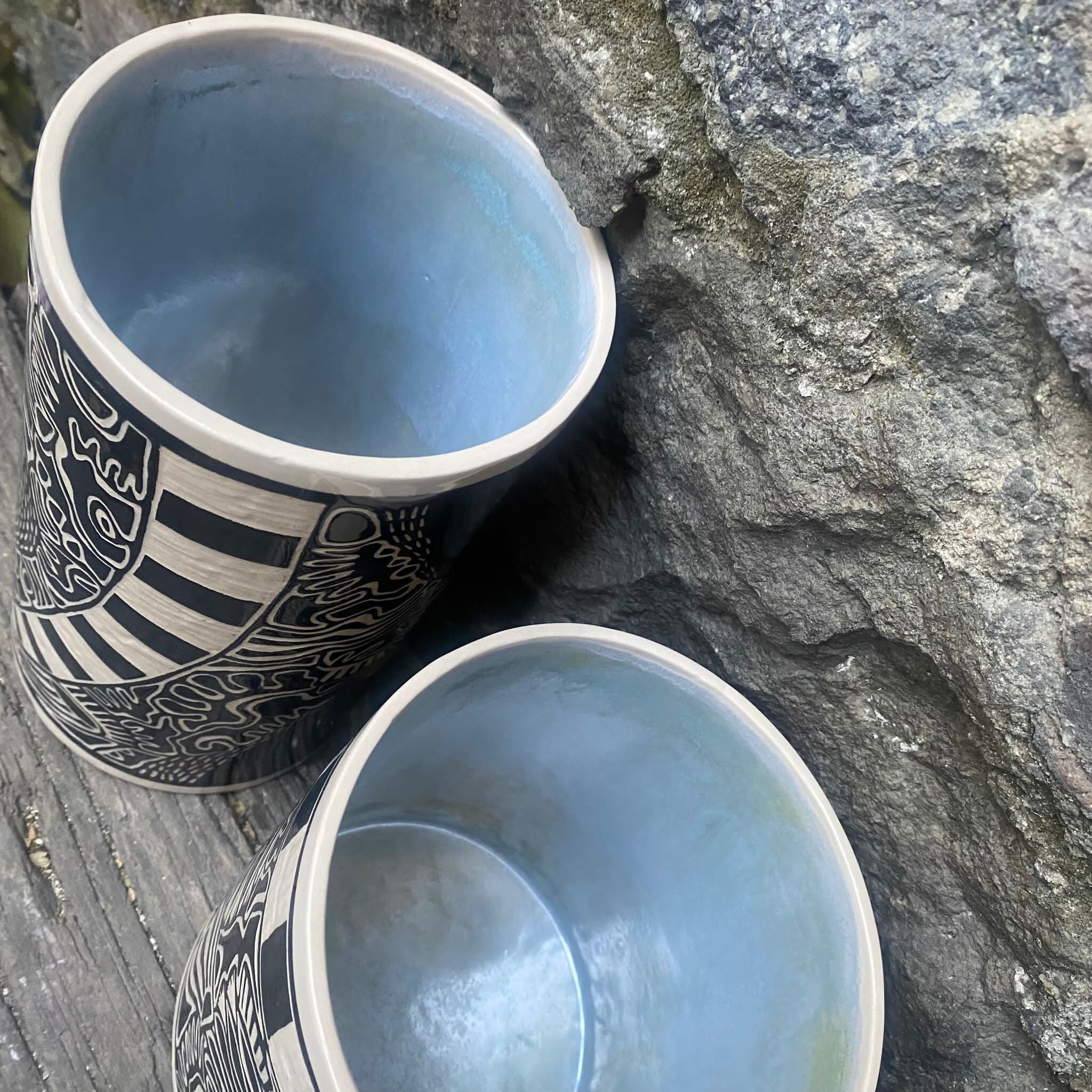 Uniquely Designed Handmade Sgraffito Ceramic Vase Set Flower Decoration ...