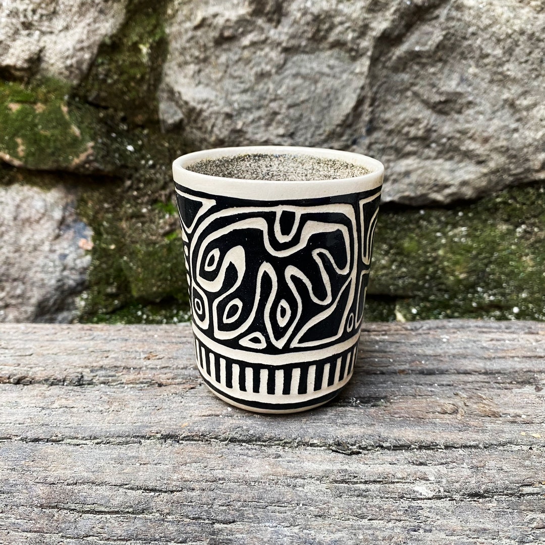 Uniquely Designed Handmade Sgraffito Ceramic Mug Ceramic Glass ...