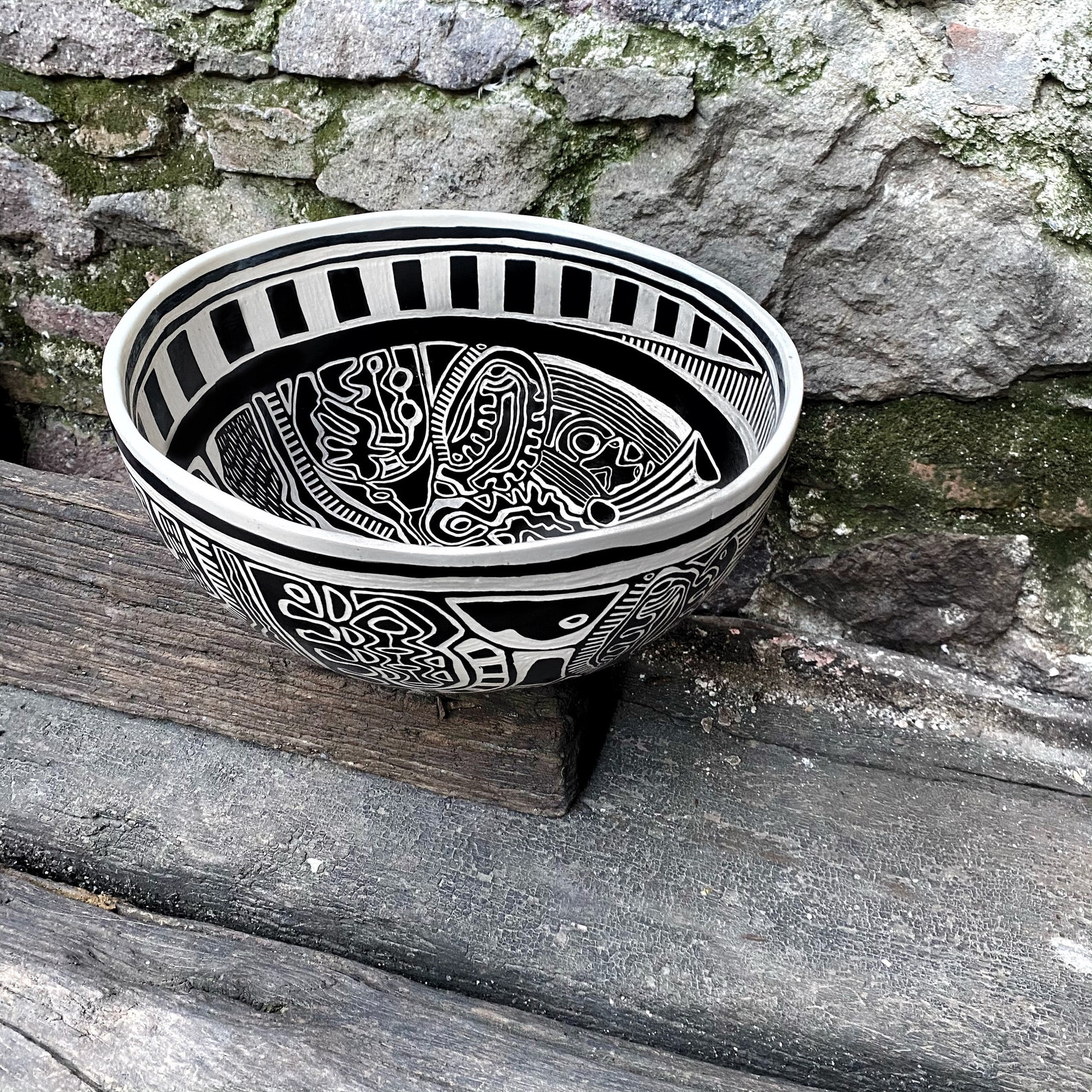 Uniquely Designed Handmade Sgraffito Large Ceramic Bowl - Etsy