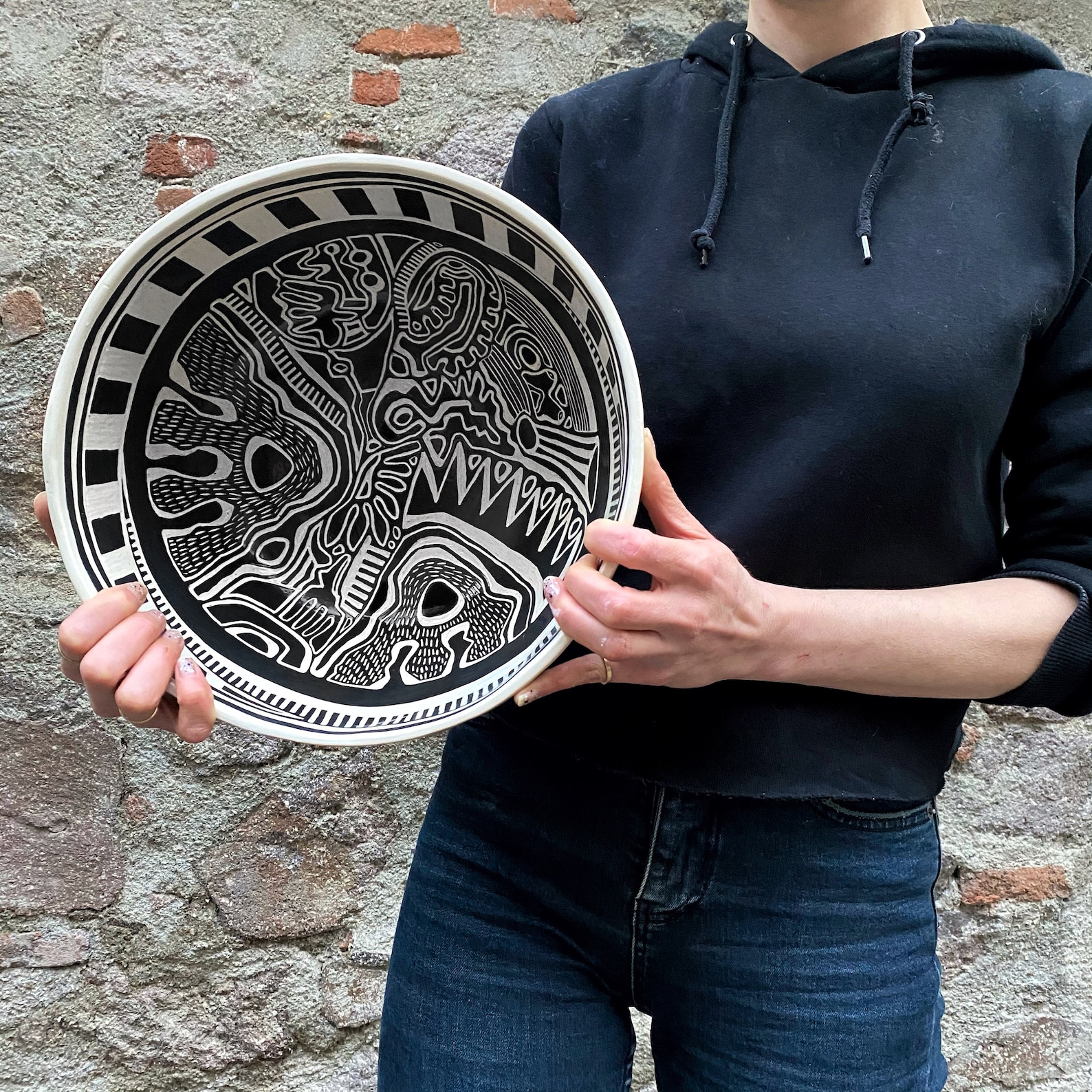 Uniquely Designed Handmade Sgraffito Large Ceramic Bowl - Etsy